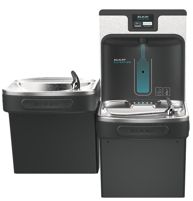 Elkay LZSTL8WSMP | Enhanced ezH2O Bi-Level Bottle Filling Station | Filtered, Midnight Black ...